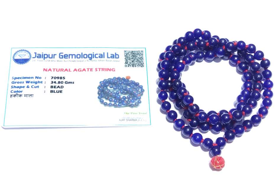 Abhimantrit Blue Hakik Mala For Rahu & Certified 6 mm & 108 Beads ...