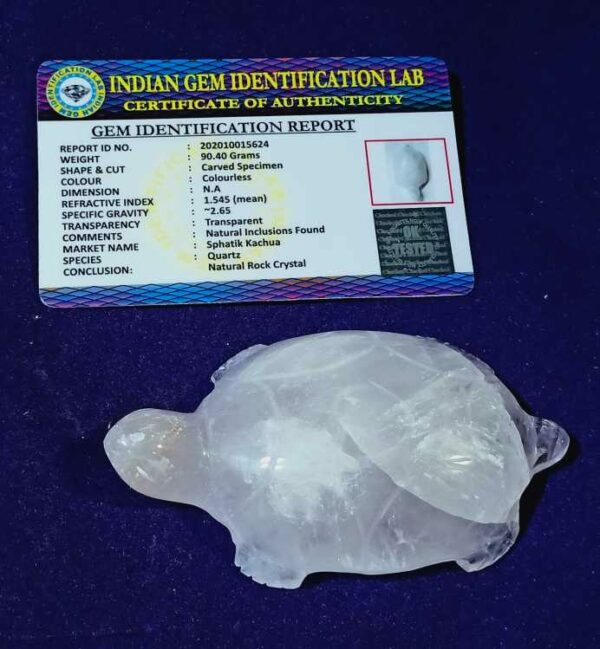 Abhimantrit Indian Sphatik Kachua (Tortoise) & Lab Certified -90 Gram ...