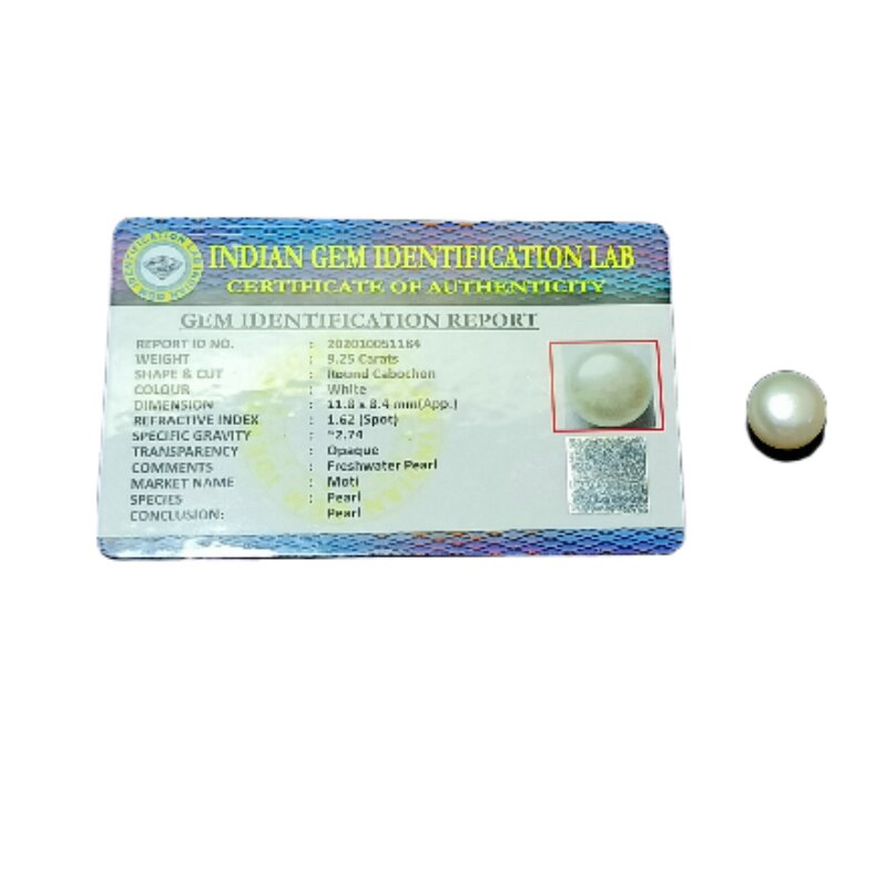 Abhimantrit Natural Pearl (Moti) Stone Original & Lab Certified – 9.25 ...