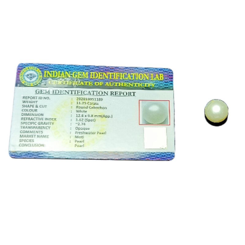 Abhimantrit Natural Pearl (Moti) Stone Original & Lab Certified – 11.25 ...