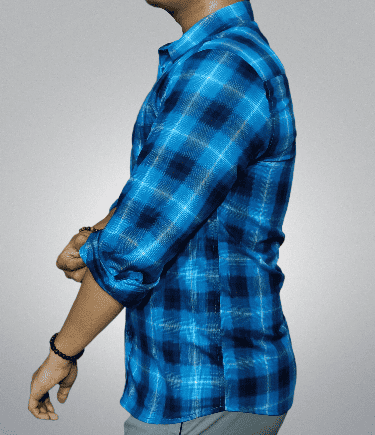 Cotton – Blue Checks Pattern Shirts for Men – Shivaago